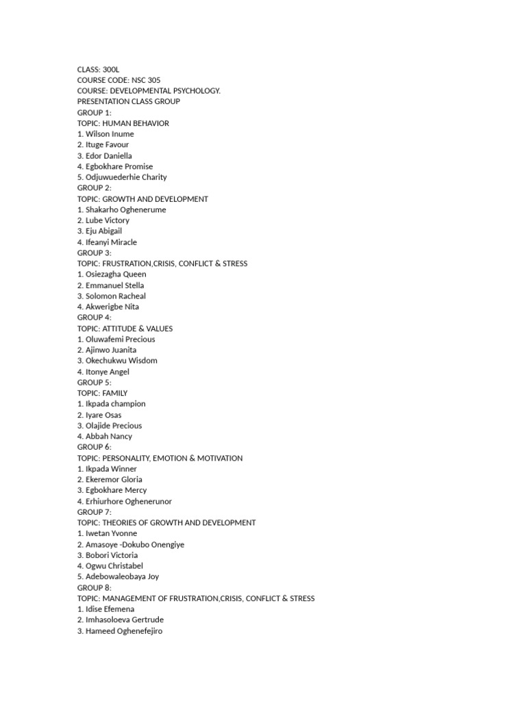 NSC 305, Presentation Groups | PDF