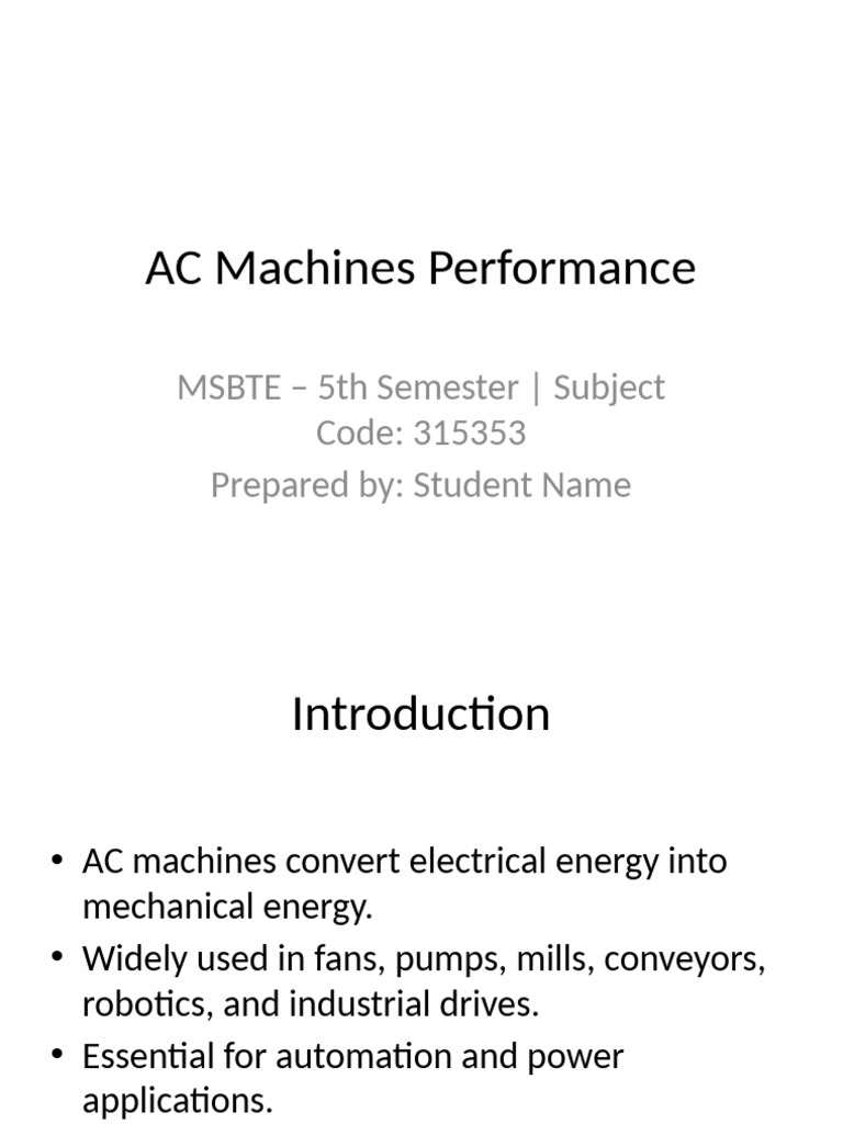 AC Machines Performance Overview | PDF | Electric Motor | Electromagnetism