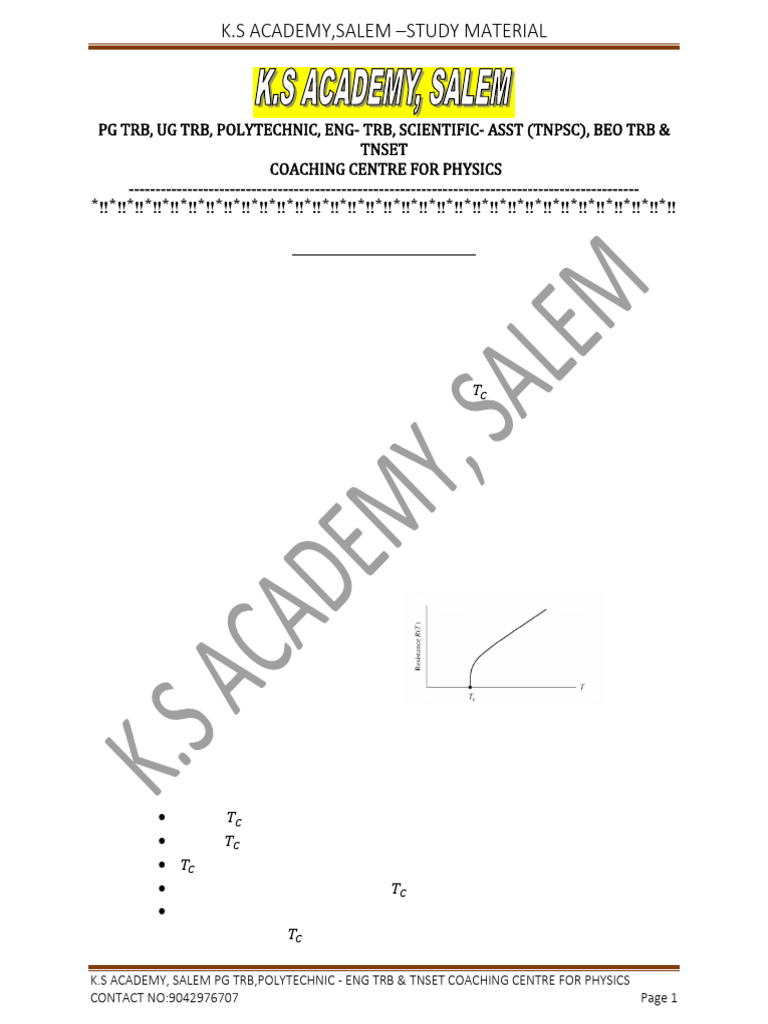 Superconductor Material-PG TRB | PDF | Superconductivity | Electrical Resistivity And Conductivity