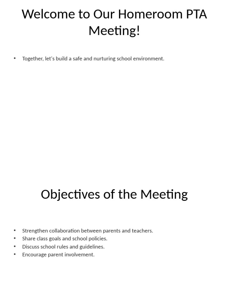 Homeroom PTA Meeting Presentation | PDF