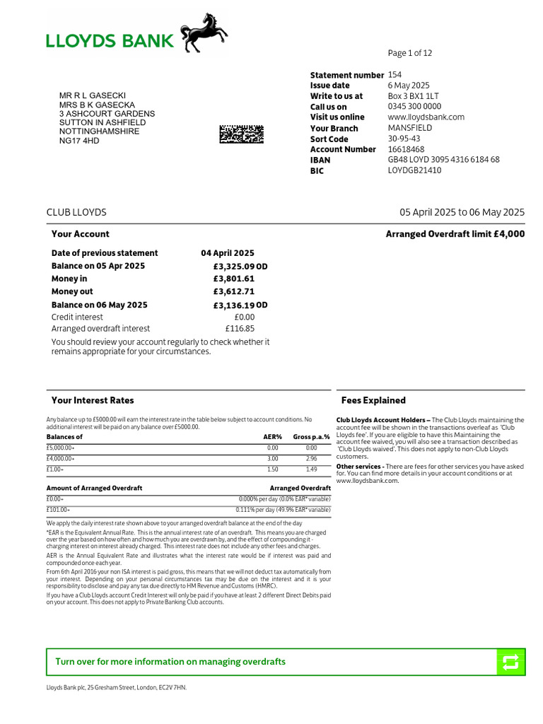 Lloyds Overdraft and Interest Rates Summary | PDF | Cost Of Living ...