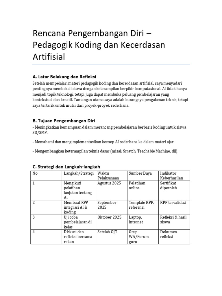 Rencana Pengembangan Koding dan AI | PDF
