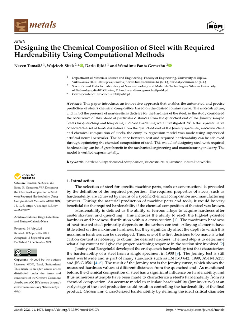 Designing The Chemical Composition of Steel With Required Hardenability ...