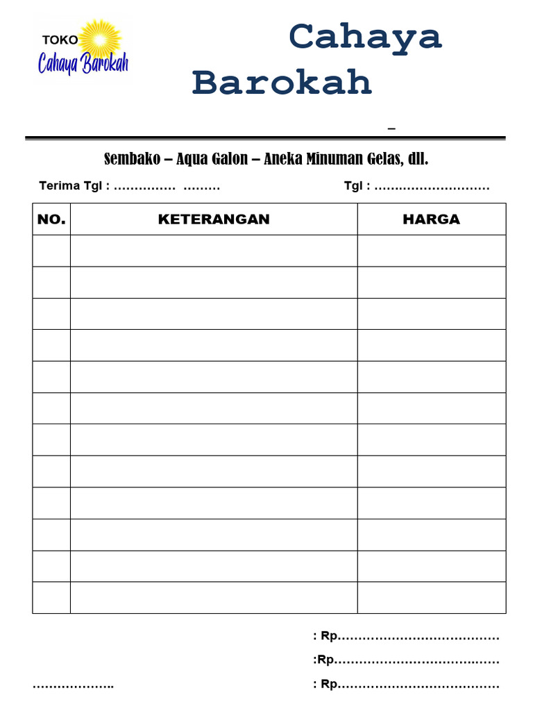Nota Toko Sembako | PDF