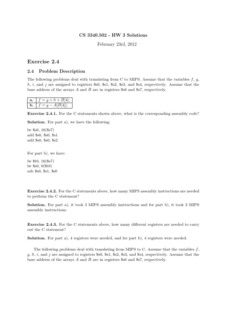 HW3 | PDF | Instruction Set | Mips Instruction Set