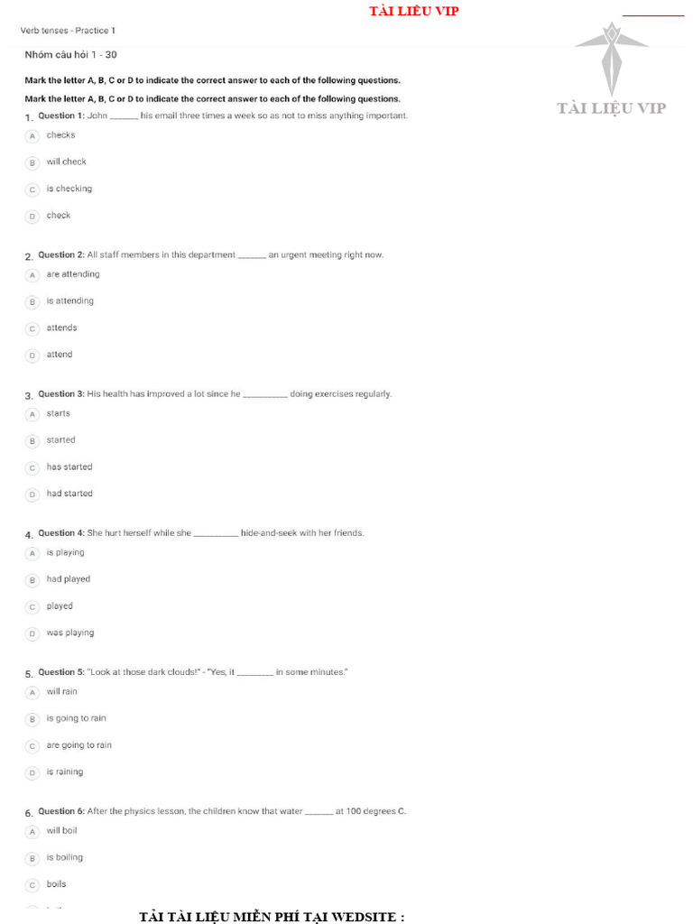 2 Verb Tenses - Practice 1 | PDF