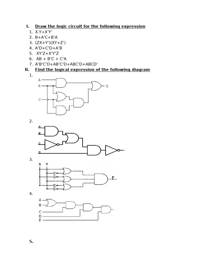 Boolean Logic and Algebra Exercises | PDF