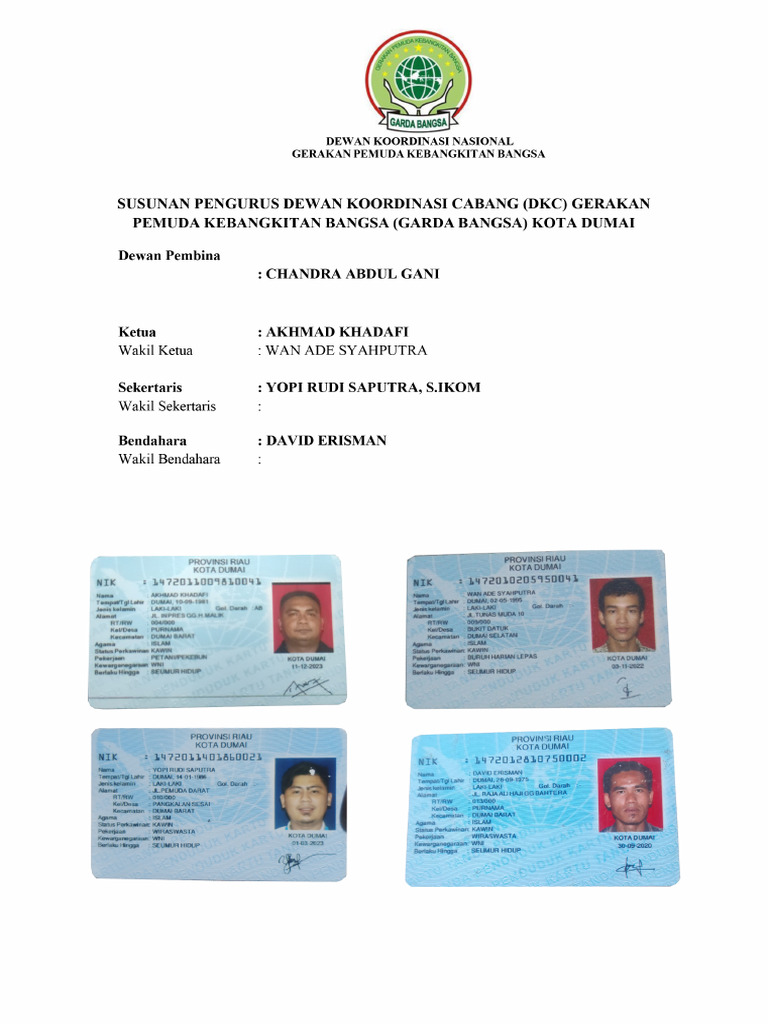 Struktur Garda Bangsa DKC Kota Dumai | PDF