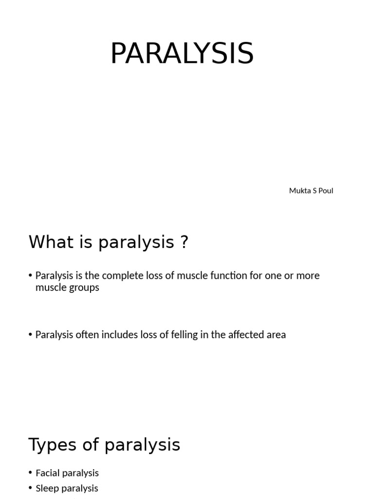 Understanding Paralysis: Types & Treatments | PDF