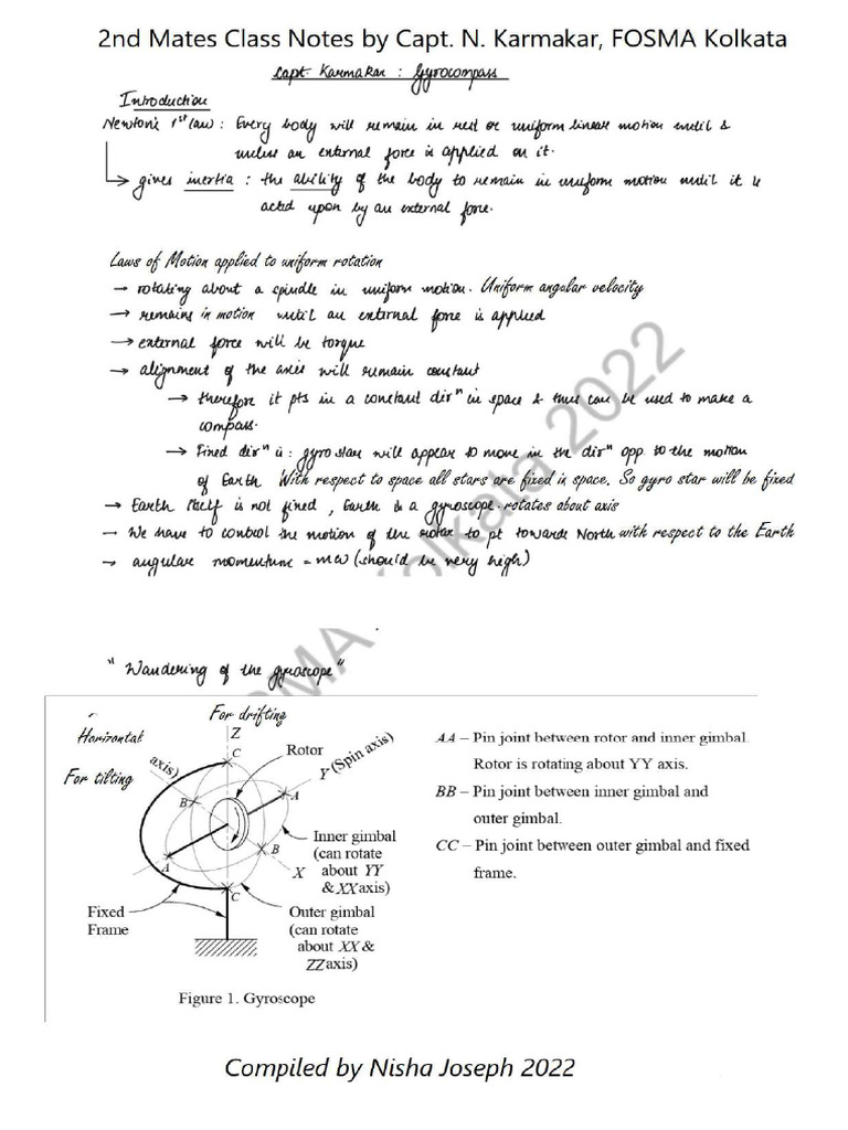 GYR0 Gyro Compass Class Notes For 2nd Mates | PDF