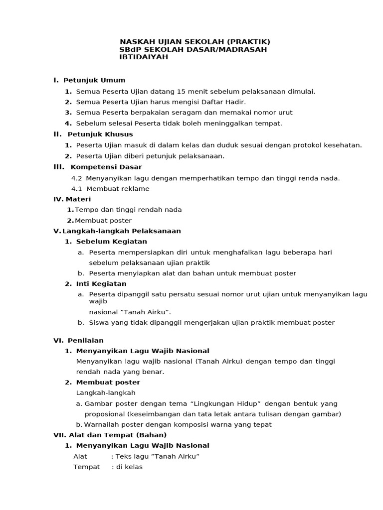 Naskah Ujian Praktik SBDP | PDF