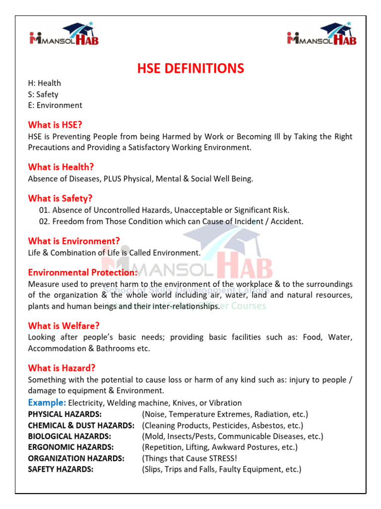 Hse Definition | PDF | Hazards | Risk
