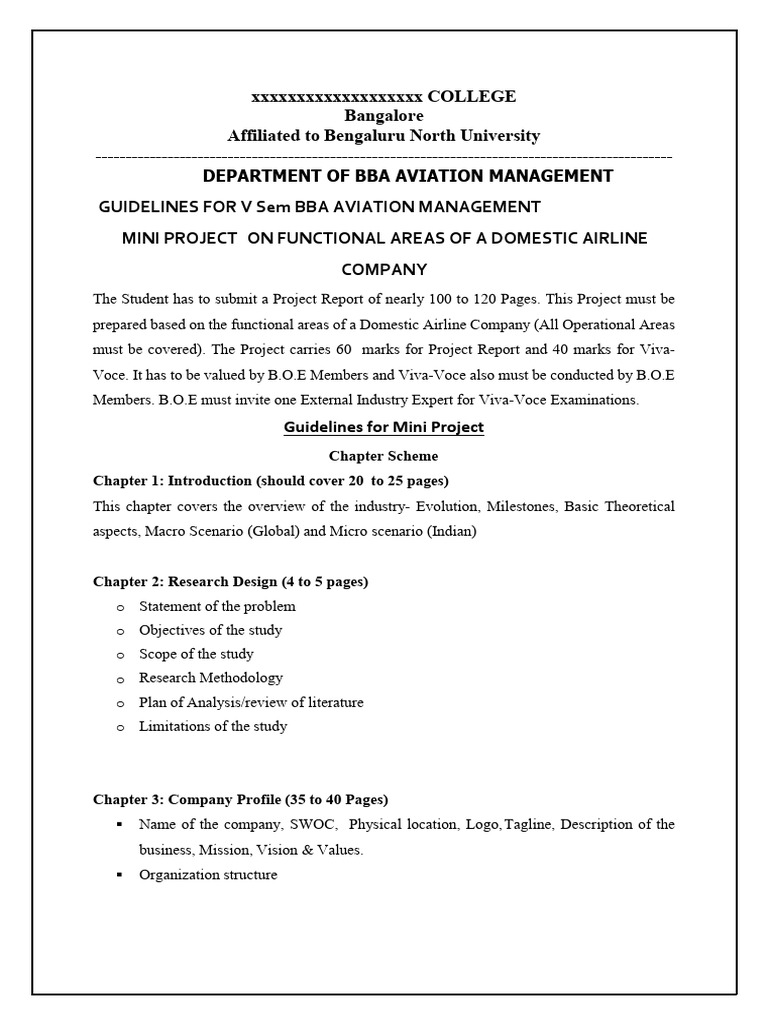 Mini Project Guidelines V Sem BBA Av | PDF