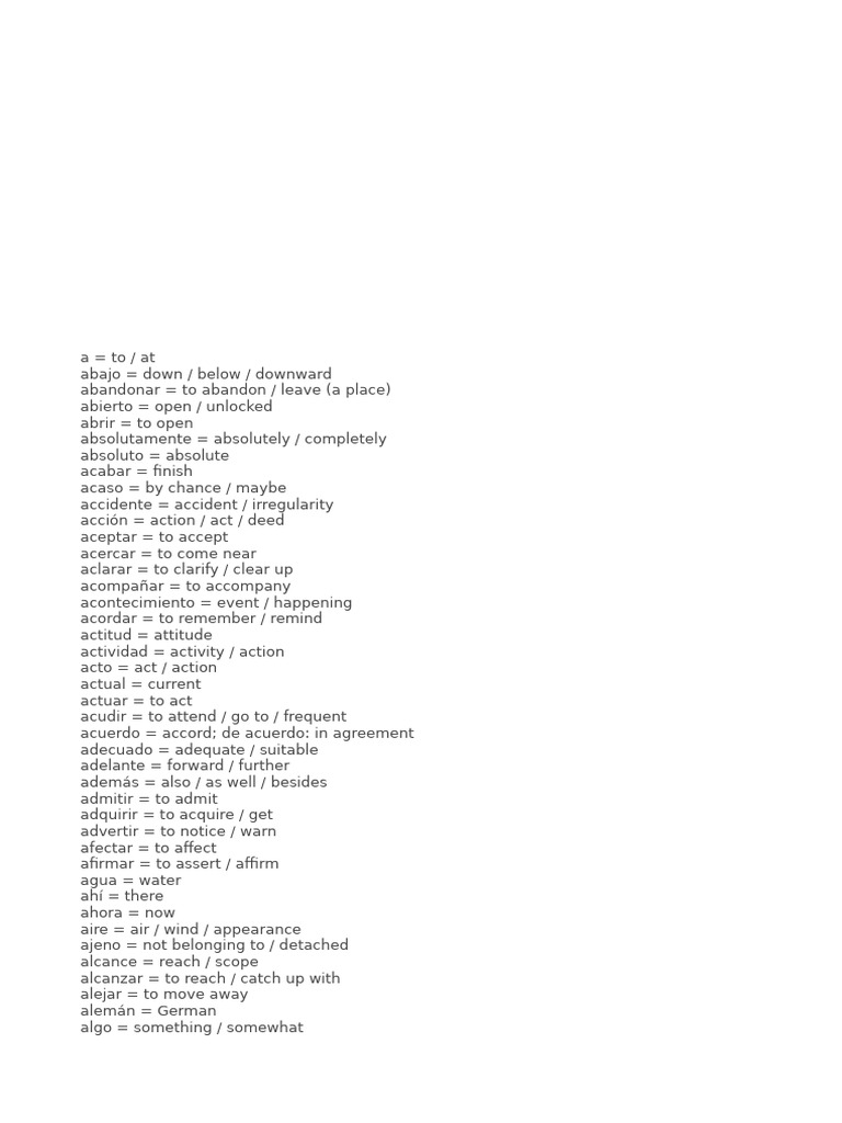 Spanish Set Alphabetical | PDF
