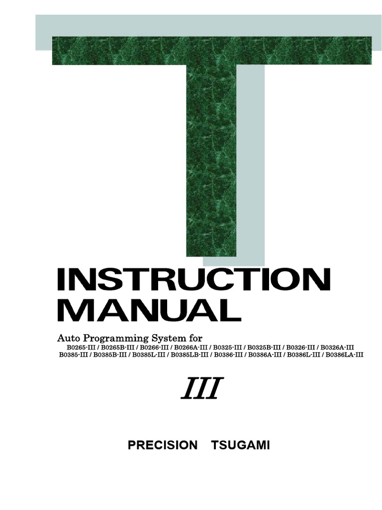 Precision Tsugami Auto Programming Guide | PDF | Window (Computing ...