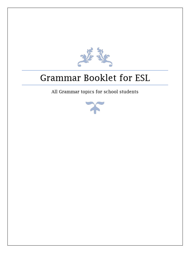 Grammar Booklet ESL | PDF | Subject (Grammar) | Verb