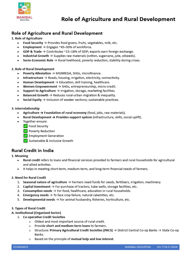 Agriculture's Role in Rural Development | PDF | Agriculture | Poverty ...