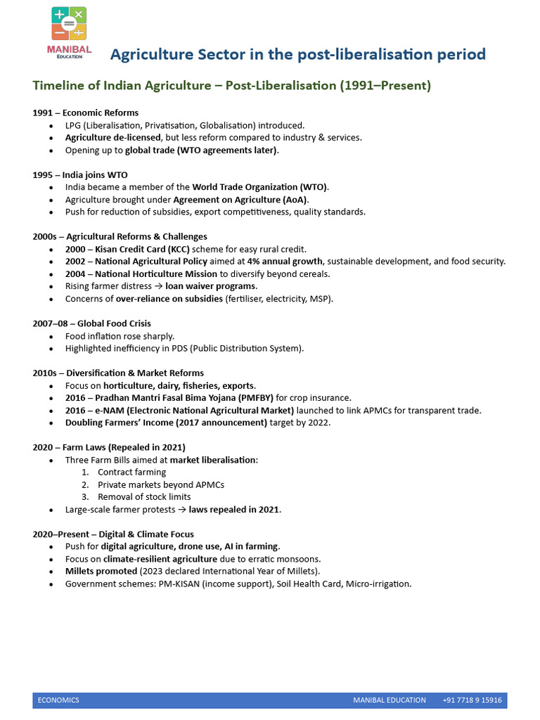 Post-Liberalisation Agriculture in India | PDF | Agriculture | Subsidy