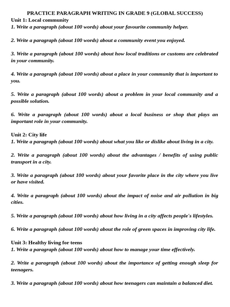 Gb9.Practice Paragraph Writing 2 | PDF | Natural Environment