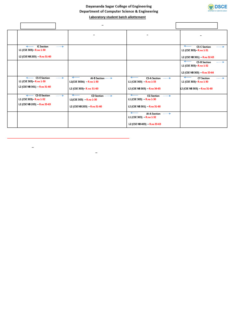 PSC LAB - Batch Allotment - 2 CSE Labs | PDF | Science