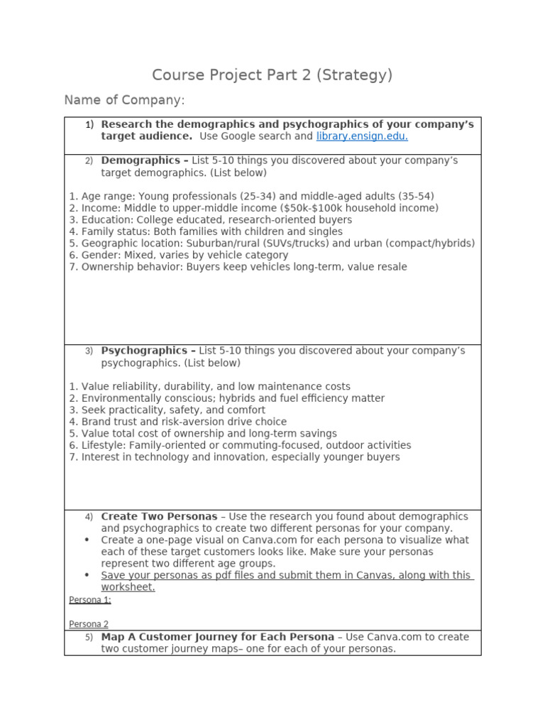 Course Project Part 2 (Strategy) | PDF | Customer Experience | Marketing