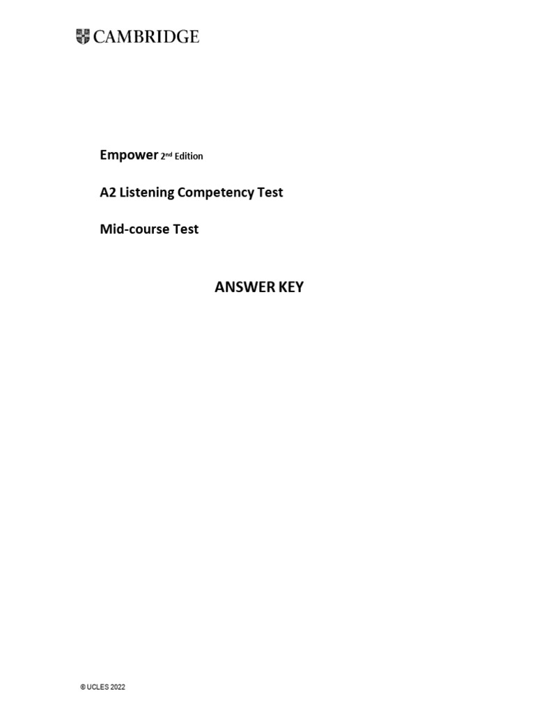 A2 Listening Test Answer Key | PDF
