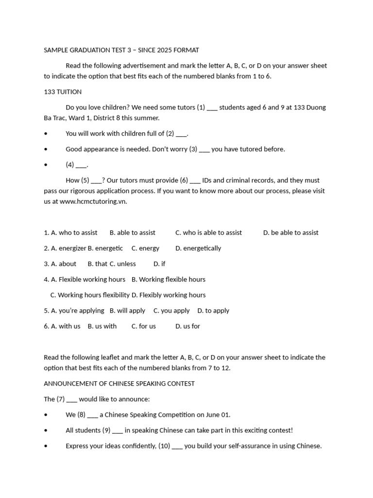 Graduation Test Sample 2025 Format | PDF | Engines | Energy Development