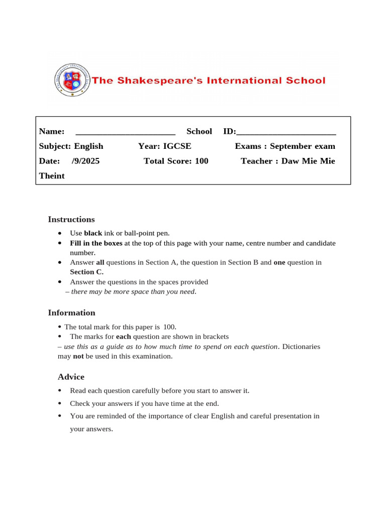 Exam Cover | PDF