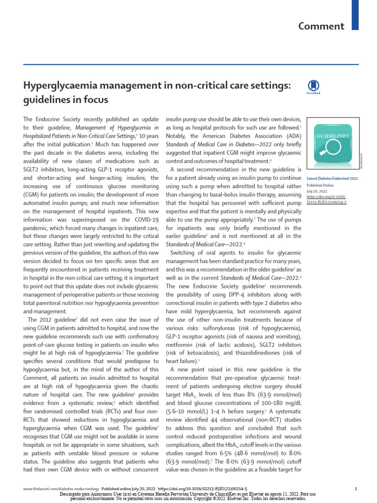 Hyperglycaemia Management in Non Critical Care Settings Guidelines ...