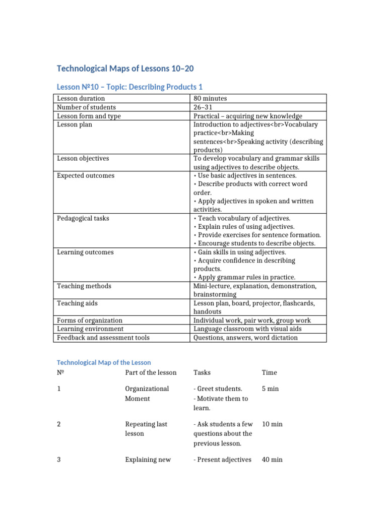 Lesson Plan: Describing Products with Adjectives | PDF | Lesson Plan ...