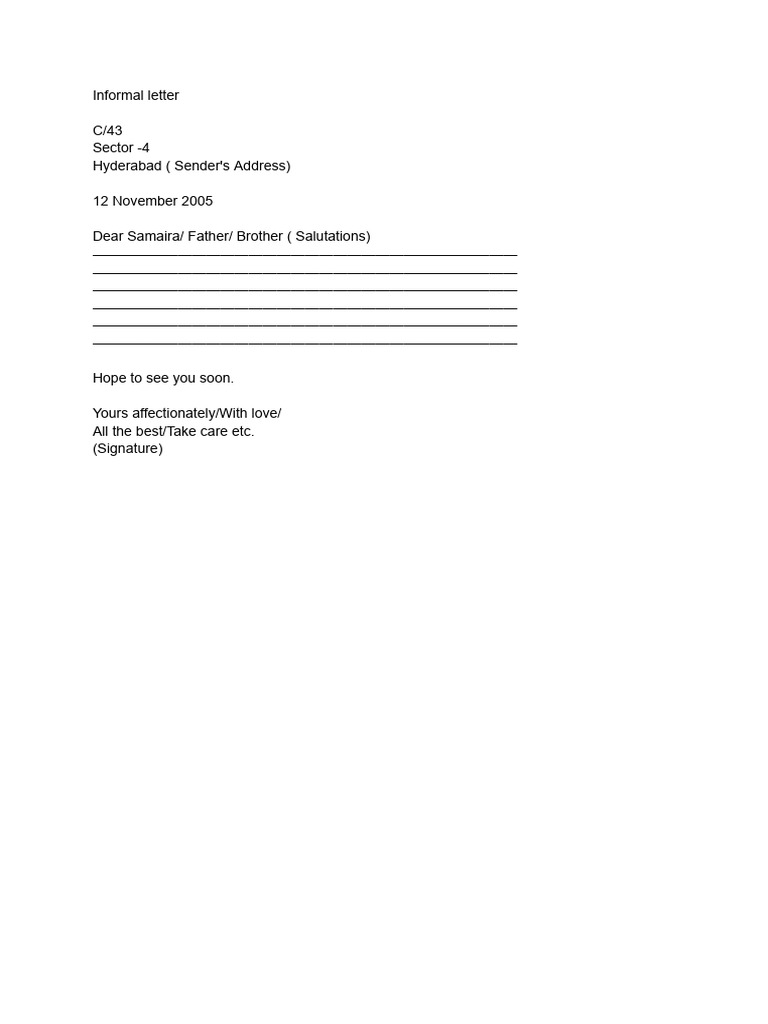 Sample Informal Letter Format | PDF