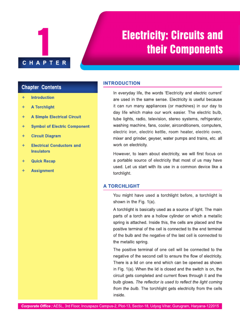 Phy-Ch-01 - Electricity Circuits and Their Components | PDF