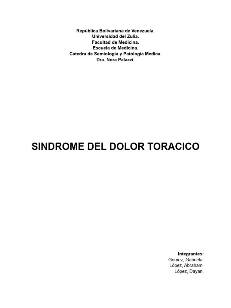 Síndrome del Dolor Torácico: Causas y Síntomas | PDF | Infarto de ...