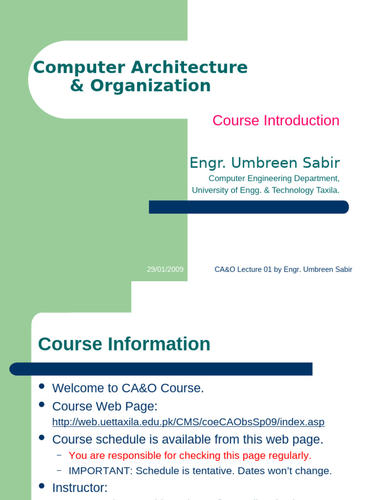 Computer Architecture Course Overview | PDF | Computer Architecture | Central Processing Unit