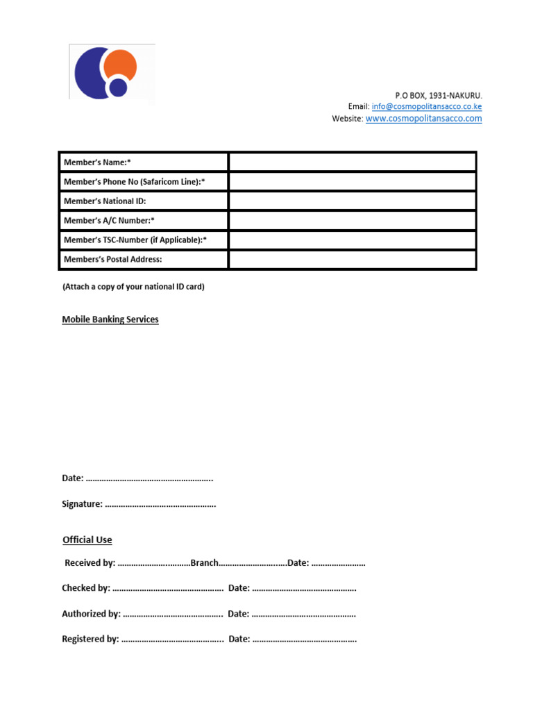 Mobile Banking Registration Form | PDF | Personal Identification Number ...