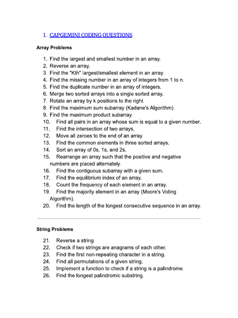 Capgemini Coding Questions | PDF