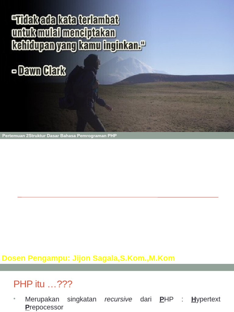 Pertemuan 2 Struktur Dasar Bahasa Pemrograman PHP | PDF