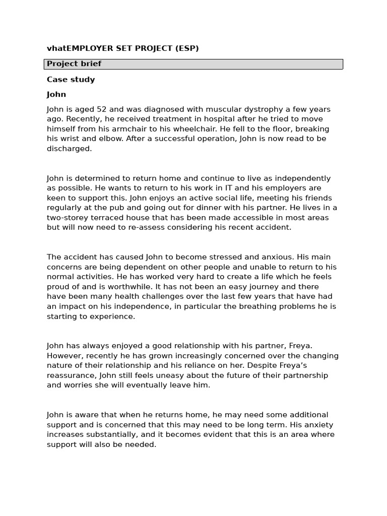John’s Case Study: Muscular Dystrophy Care Plan | PDF | Peer Review ...