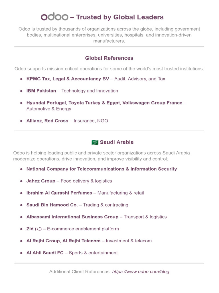 Odoo: Trusted by Global Leaders | PDF