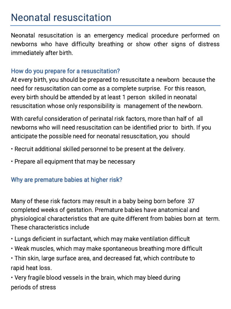 Essential Guide to Neonatal Resuscitation | PDF | Cardiopulmonary ...