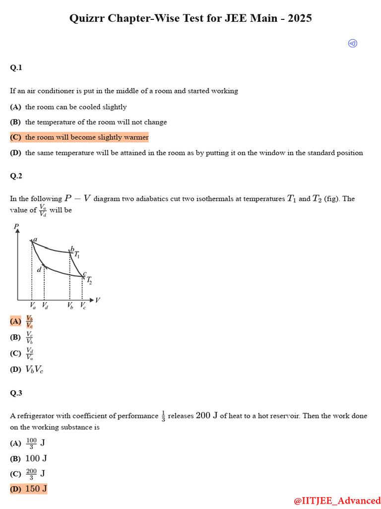 Thermodynamics - Test 5[1] | PDF | Thermodynamics | Branches Of ...