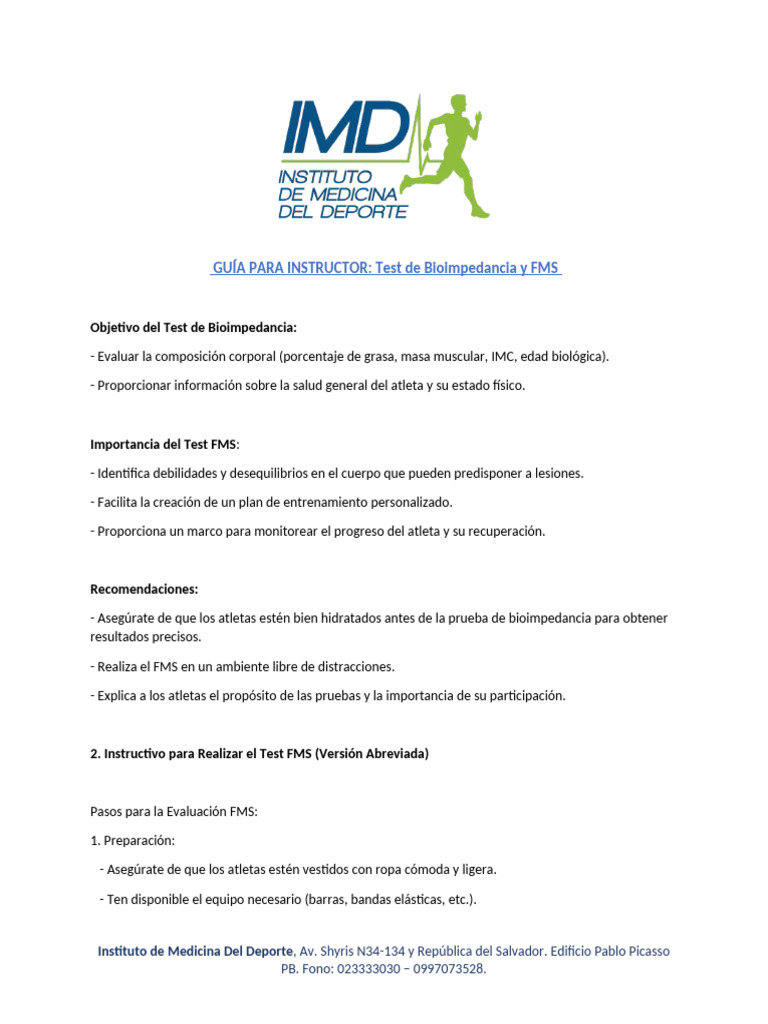 Guía de Test de Bioimpedancia y FMS | PDF