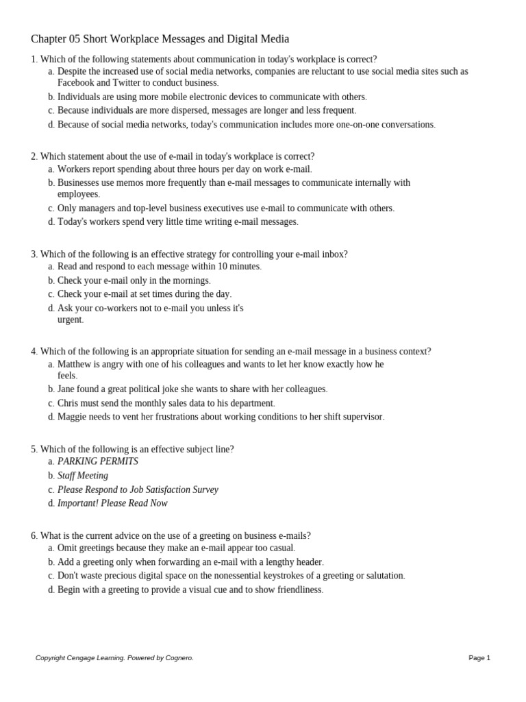 Chapter 05 Short Workplace Messages and Digital Media | PDF | Social ...