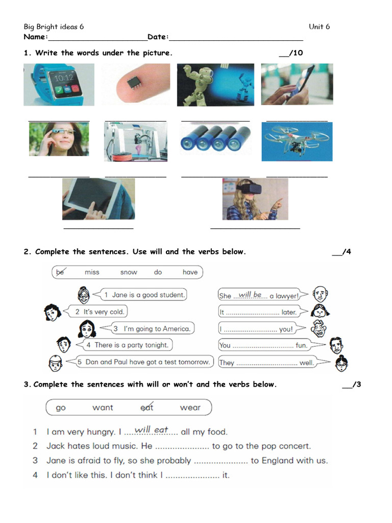Big Bright Ideas 6 Exam Unit 6 | PDF
