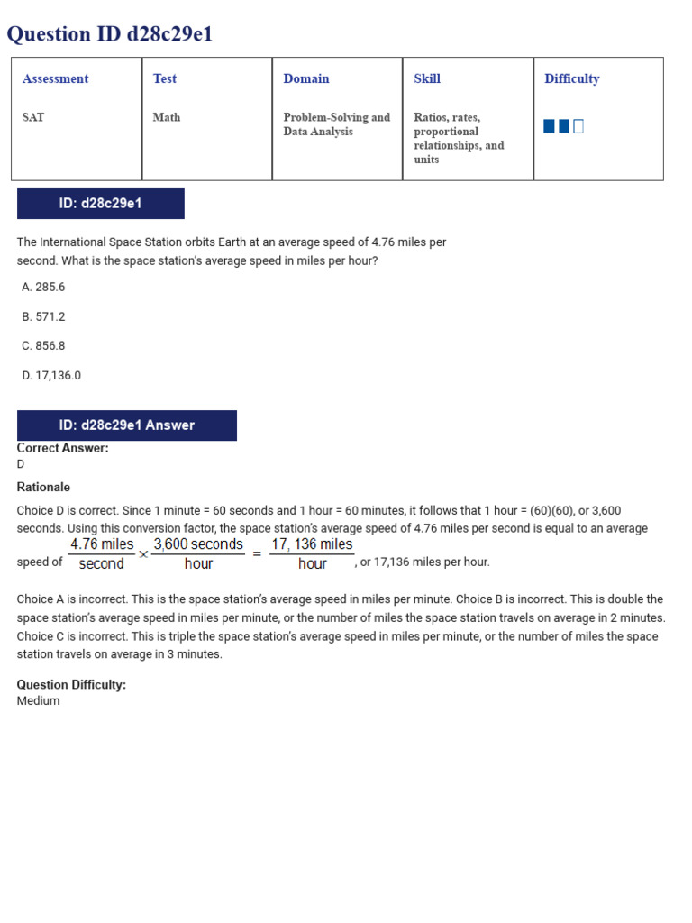 SAT Suite Question Bank - Ratios, Rates, Proportional Relationships ...