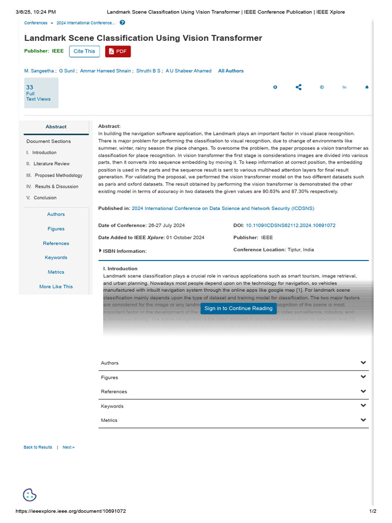 Landmark Scene Classification Using Vision Transformer - IEEE ...