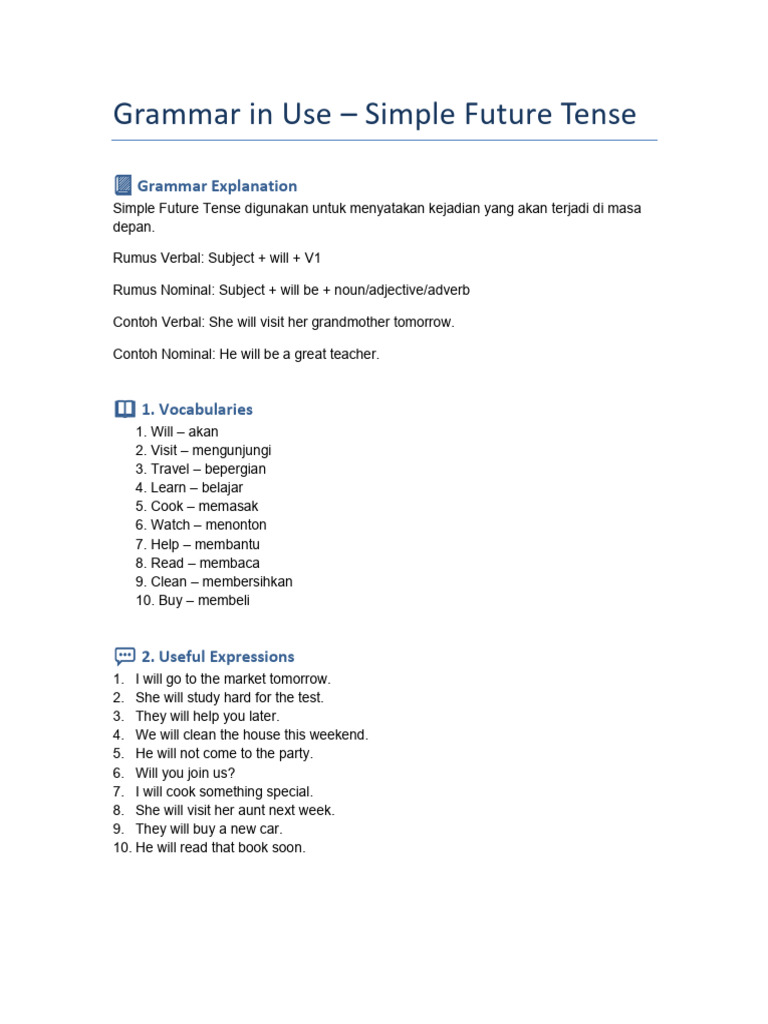 Simple Future Tense Explained | PDF | Verb | Language Mechanics