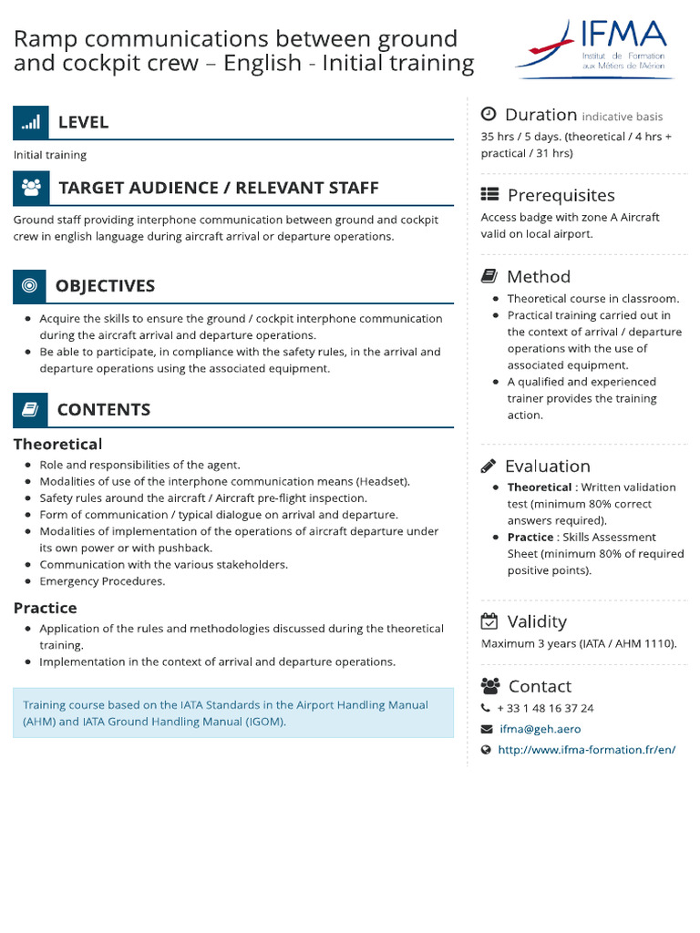 Ramp Communications Between Ground and Cockpit Crew English Initial ...