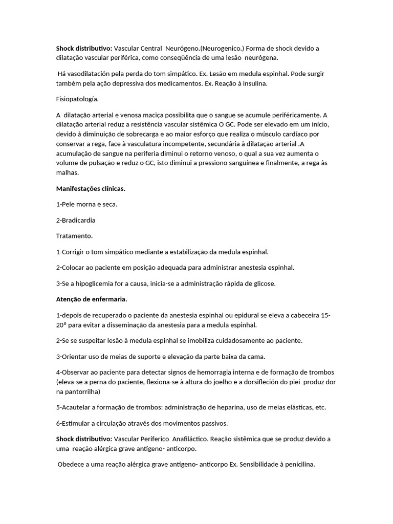 Shock Distributivo: Tipos e Tratamentos | PDF | Alergia ...