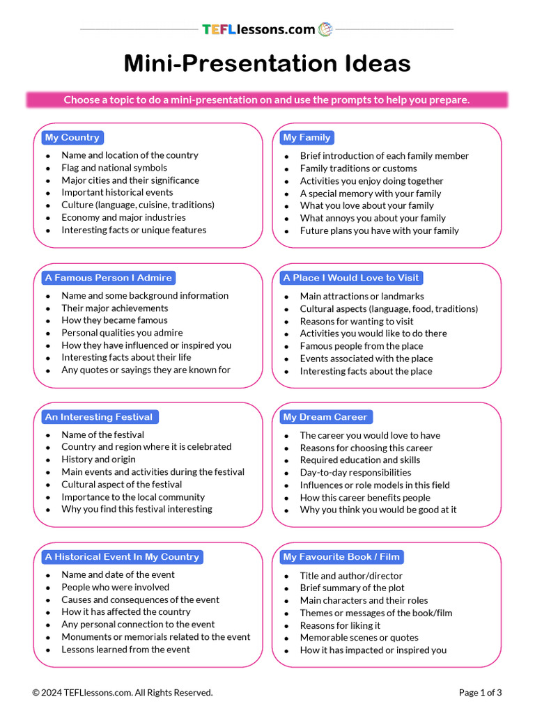 Mini Presentations Teacher Copy 1 | PDF | Teaching Method | Learning